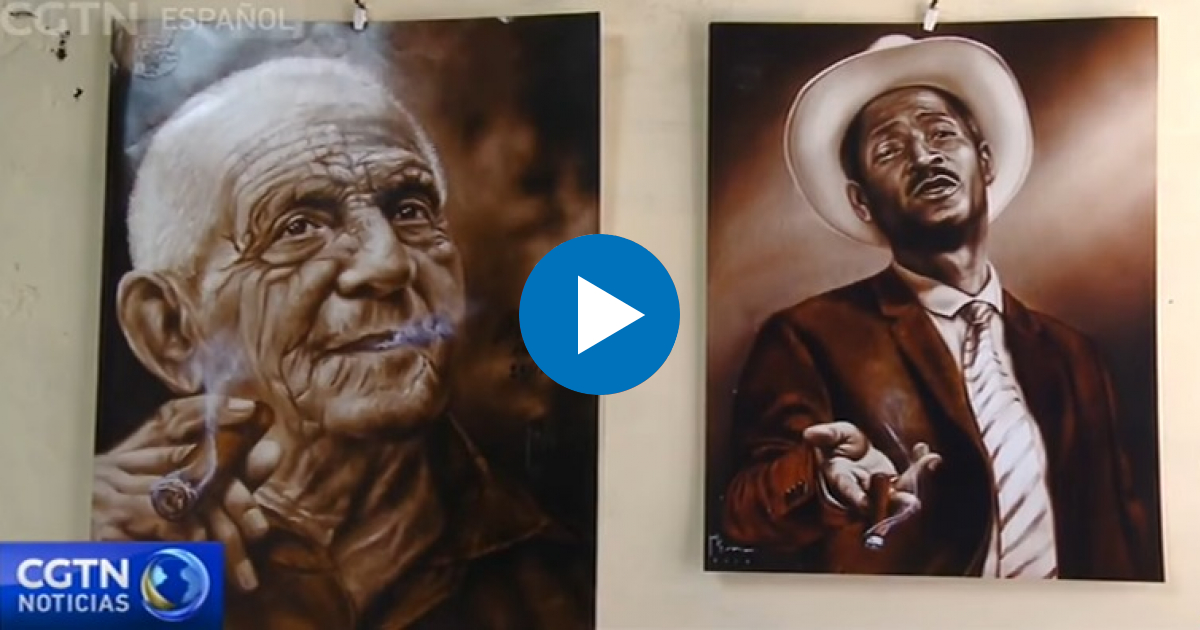 Pintor cubano triunfa con sus cuadros hechos con hojas de tabaco