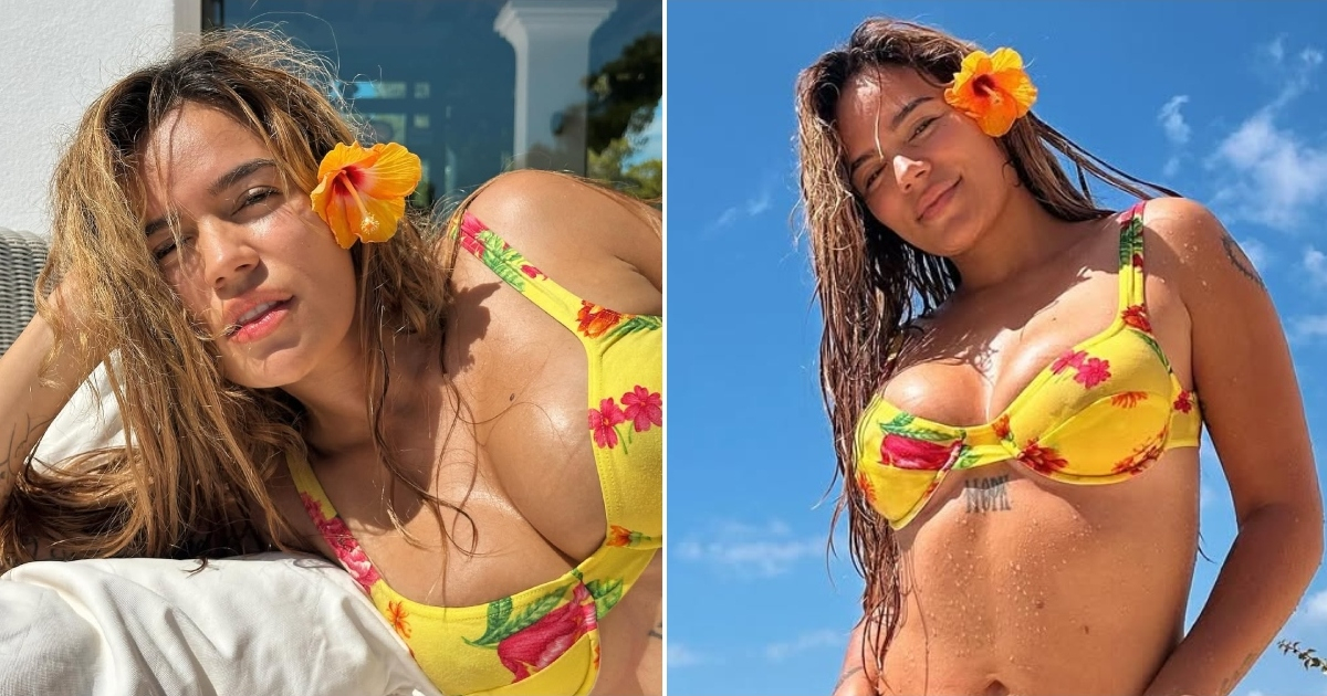 Karol G deslumbra en bikini floral y revoluciona Instagram
